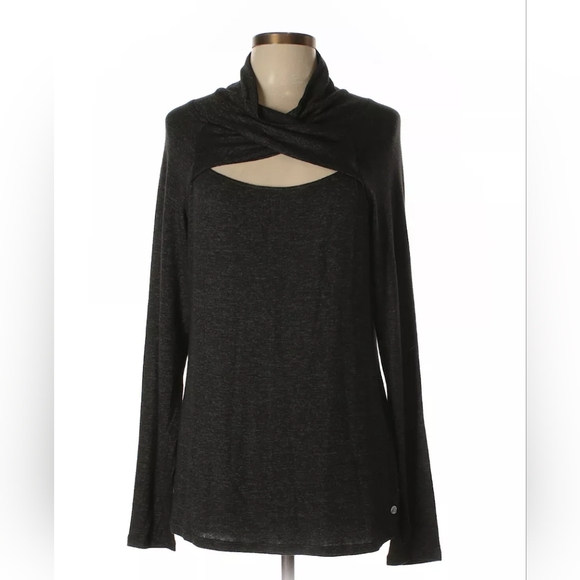 Apana | Tops | Apana Yoga Dark Grey Crossover Keyhole Neck Pullover ...